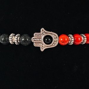 Silverskylight | Accessories | Men Or Women Coral Lava Rock Hamsa ...
